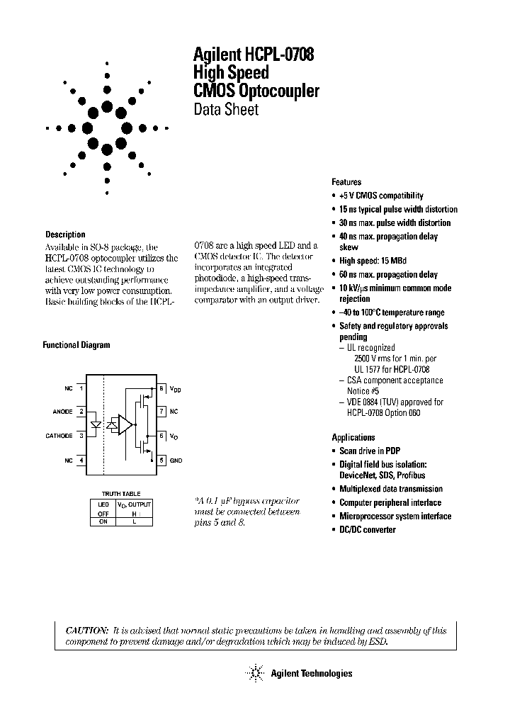 HCPL-0708_85020.PDF Datasheet Download --- IC-ON-LINE
