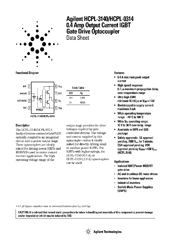 HCPL3140_86596.PDF Datasheet Download --- IC-ON-LINE