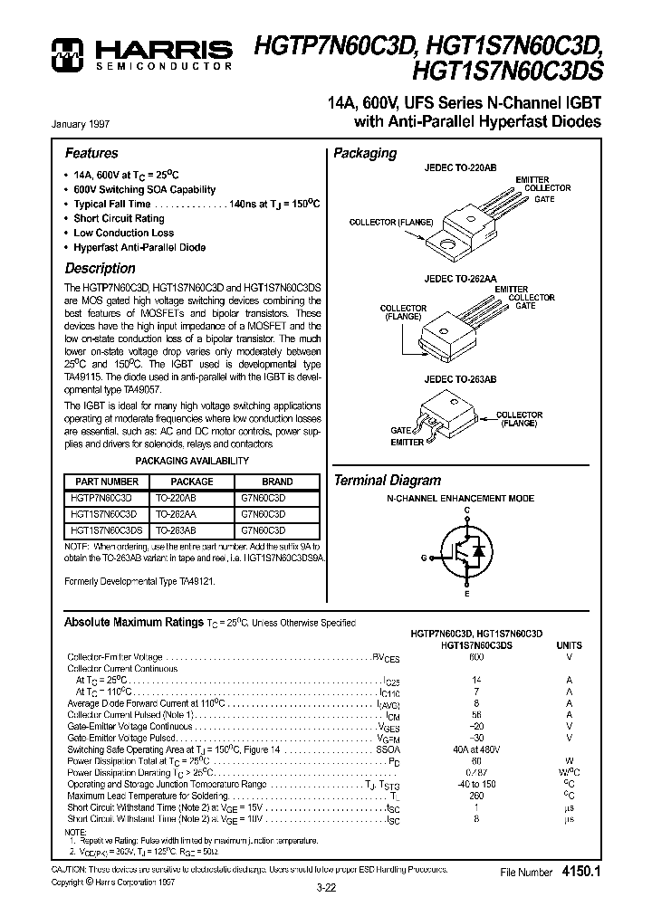 HGT1S7N60C3D_35735.PDF Datasheet Download --- IC-ON-LINE