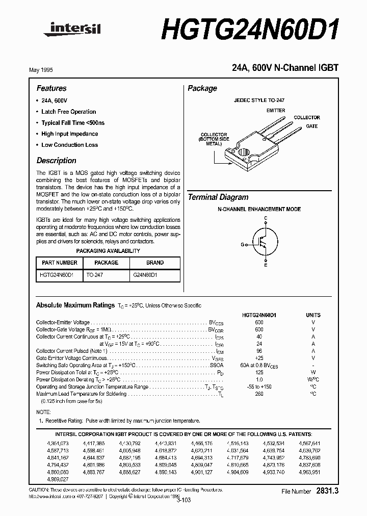 HGTG24N60D1_68388.PDF Datasheet Download --- IC-ON-LINE