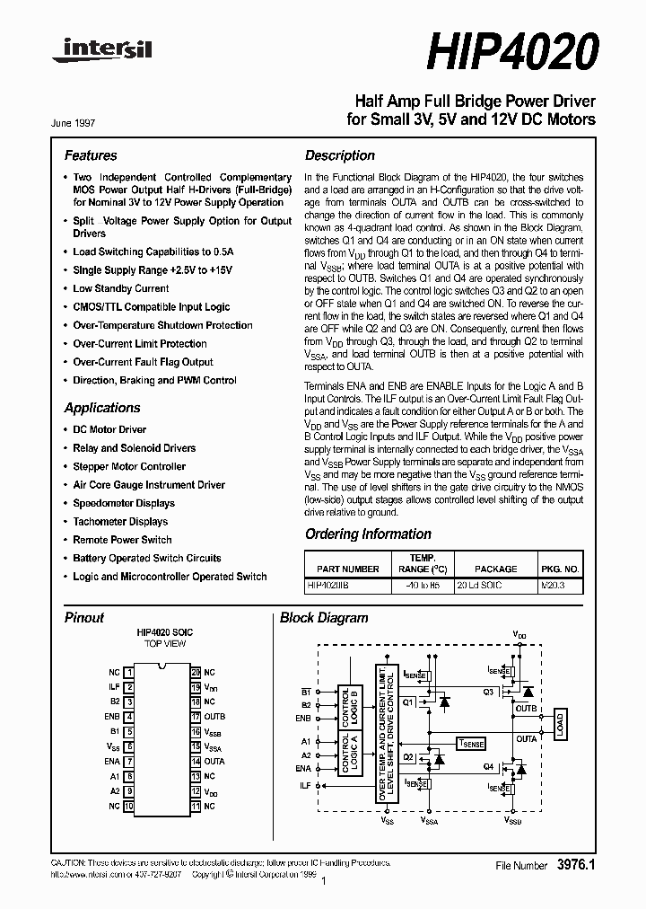 HIP4020_177598.PDF Datasheet Download --- IC-ON-LINE