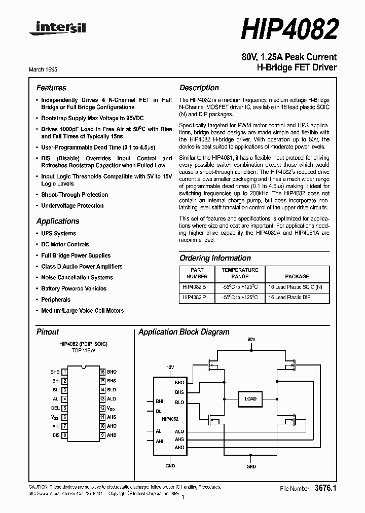 HIP4082_26207.PDF Datasheet Download --- IC-ON-LINE
