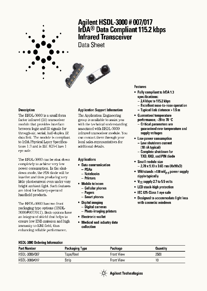 HSDL-3000007_107001.PDF Datasheet Download --- IC-ON-LINE