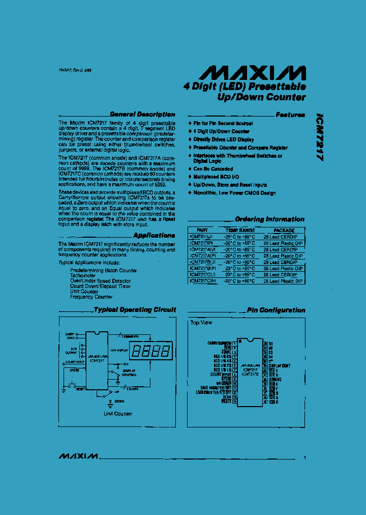 ICM7217AIJI_8849.PDF Datasheet Download --- IC-ON-LINE