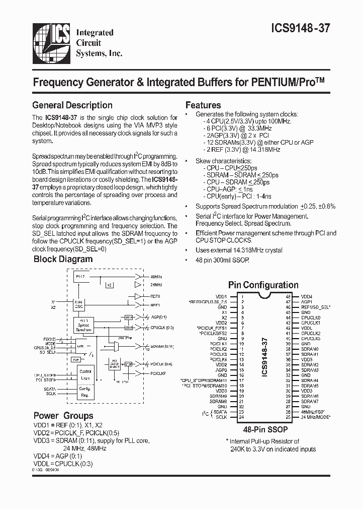 ICS9148-37_90834.PDF Datasheet Download --- IC-ON-LINE