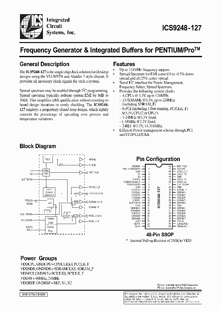 ICS9248-127_26359.PDF Datasheet Download --- IC-ON-LINE