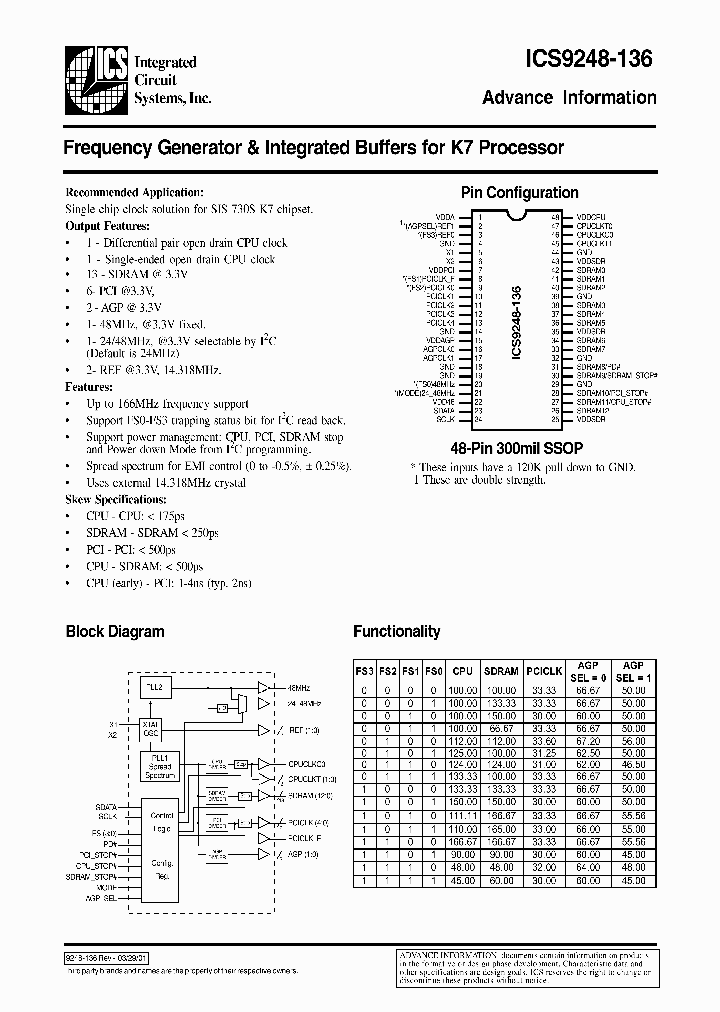 ICS9248-136_26364.PDF Datasheet Download --- IC-ON-LINE