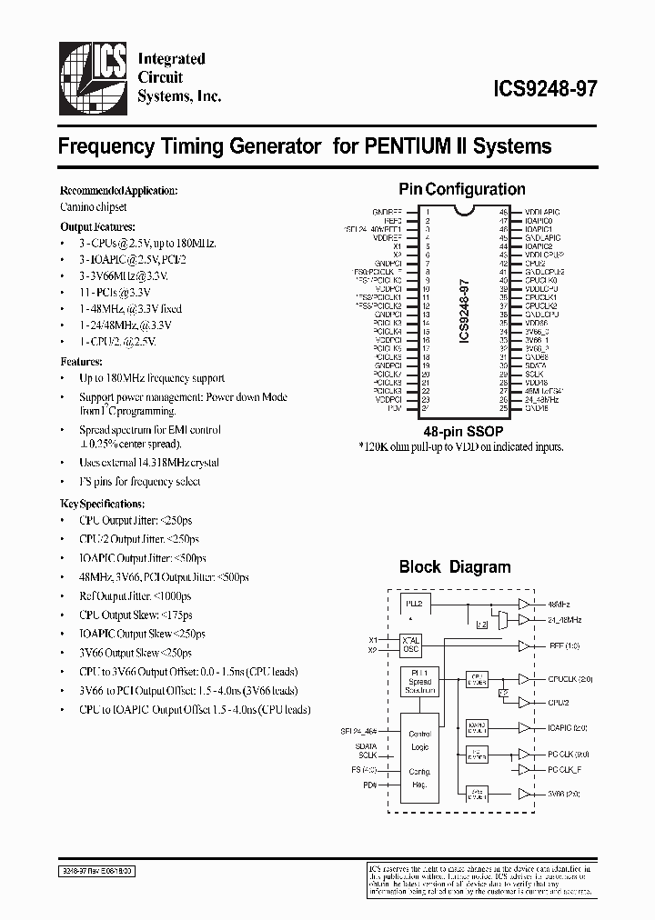 ICS9248-97_26396.PDF Datasheet Download --- IC-ON-LINE
