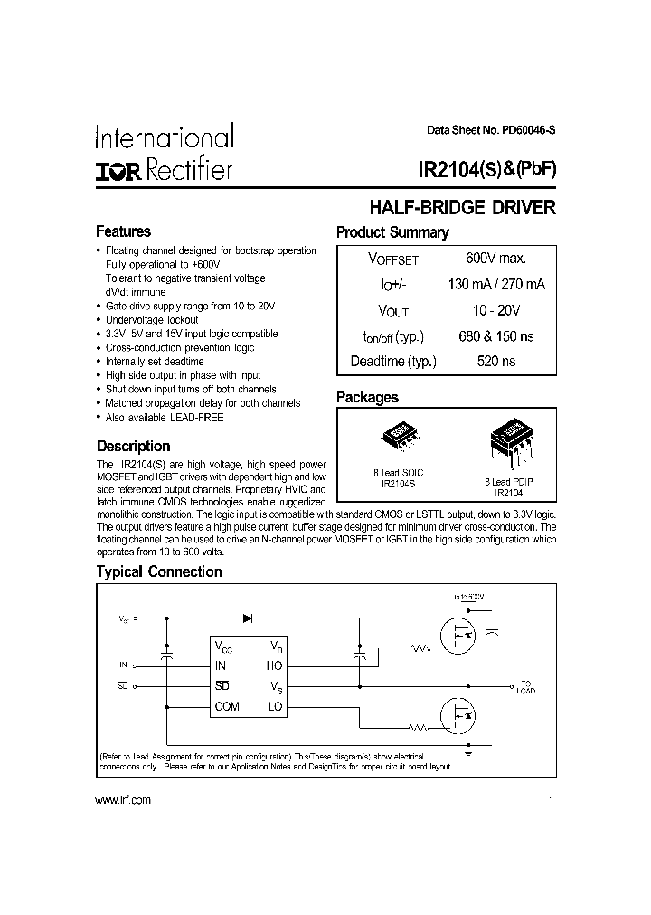 IR2104_25518.PDF Datasheet Download --- IC-ON-LINE