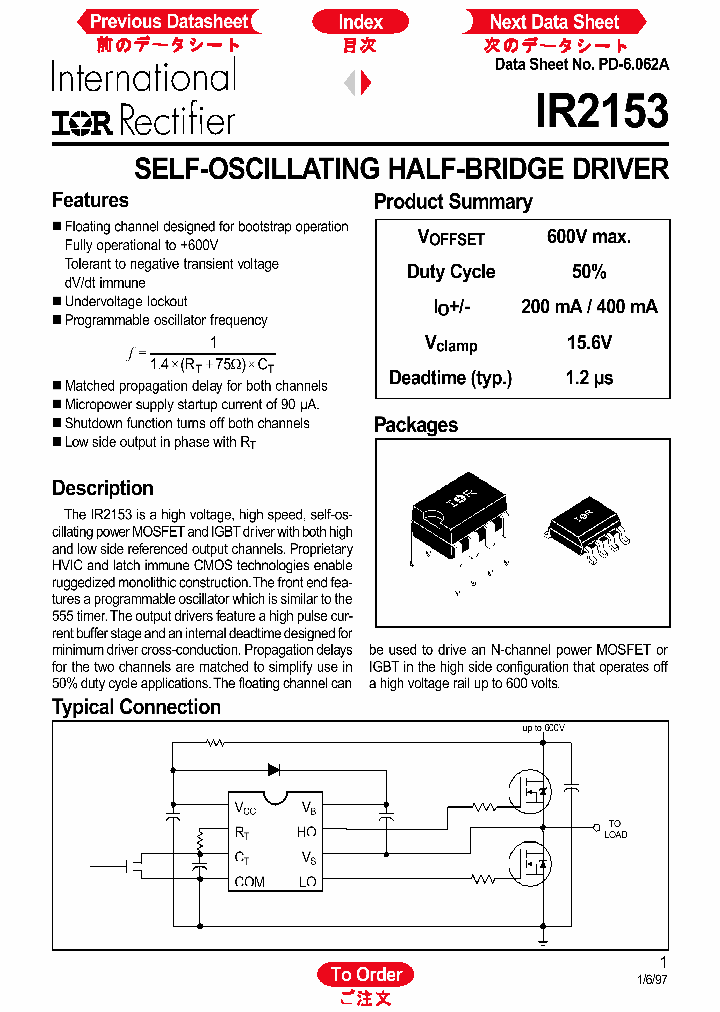 IR2153_26308.PDF Datasheet Download --- IC-ON-LINE