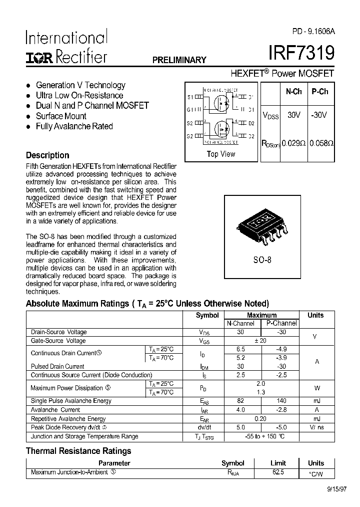 IRF7319_26837.PDF Datasheet Download --- IC-ON-LINE