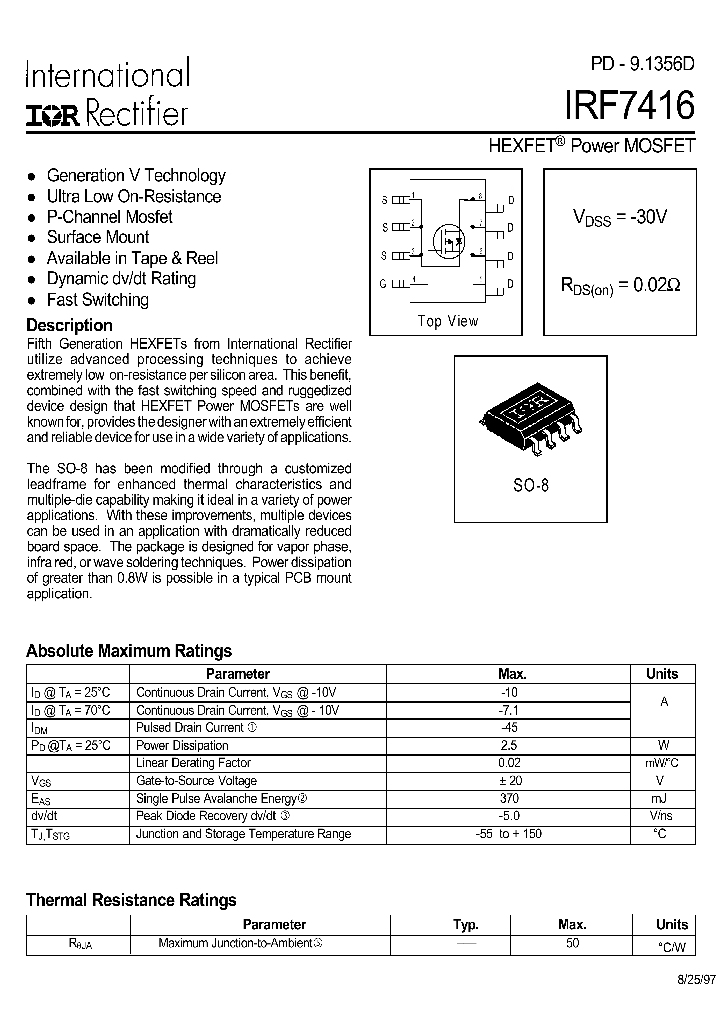 IRF7416_26845.PDF Datasheet Download --- IC-ON-LINE