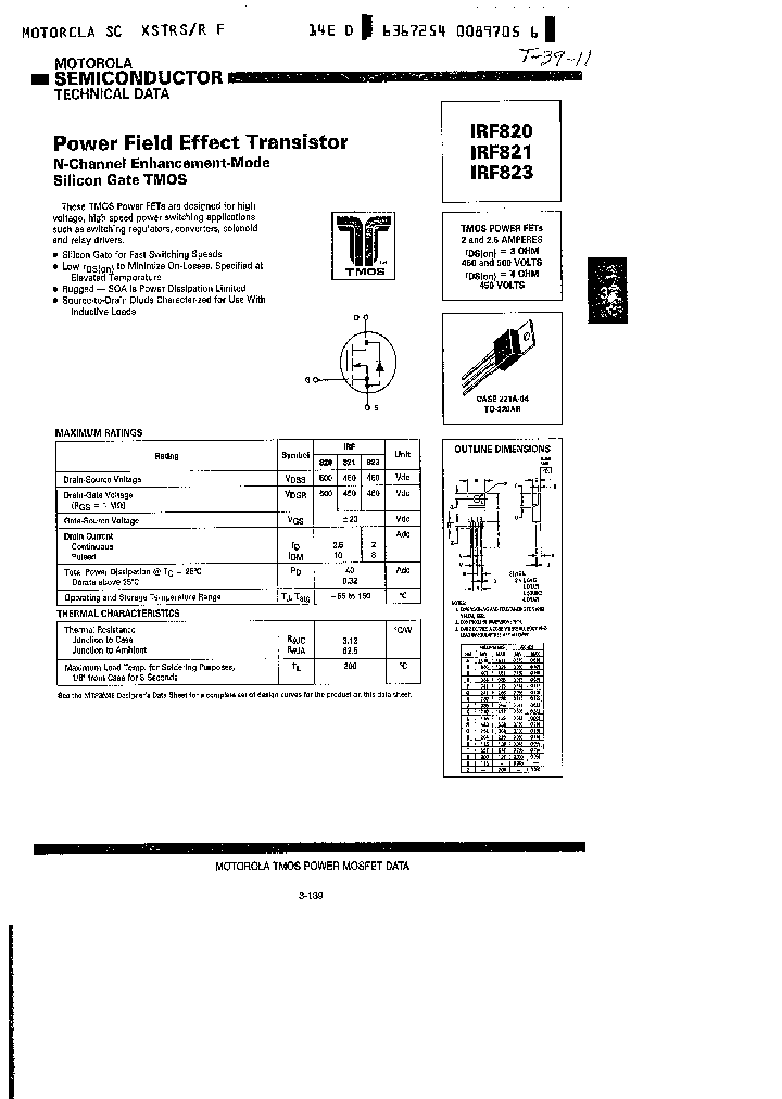 IRF820_194631.PDF Datasheet Download --- IC-ON-LINE