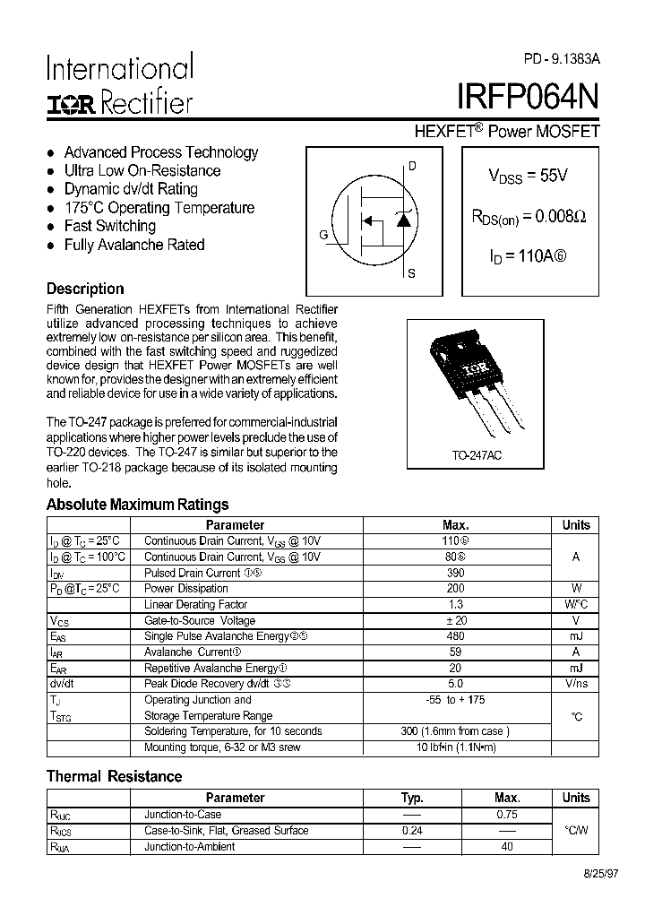 IRFP064N_181369.PDF Datasheet Download --- IC-ON-LINE