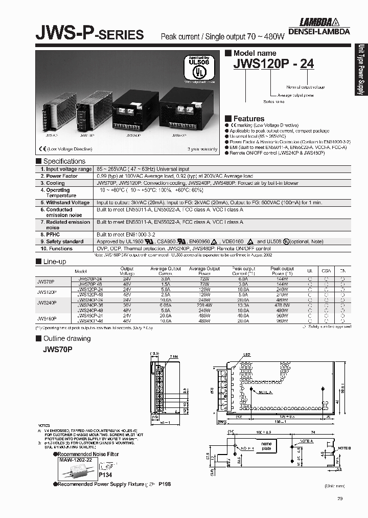 JWS70P-24_52339.PDF Datasheet Download --- IC-ON-LINE