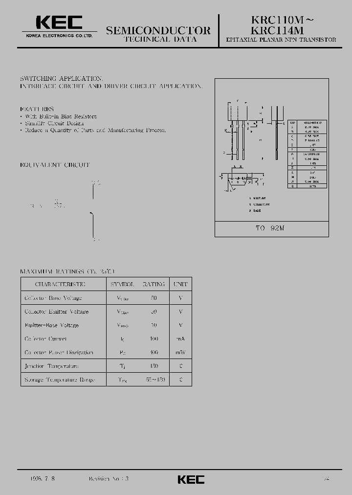 KRC112M_120263.PDF Datasheet Download --- IC-ON-LINE