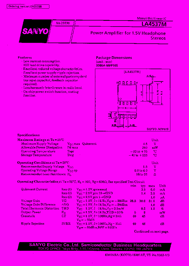 LA4537_3464.PDF Datasheet Download --- IC-ON-LINE