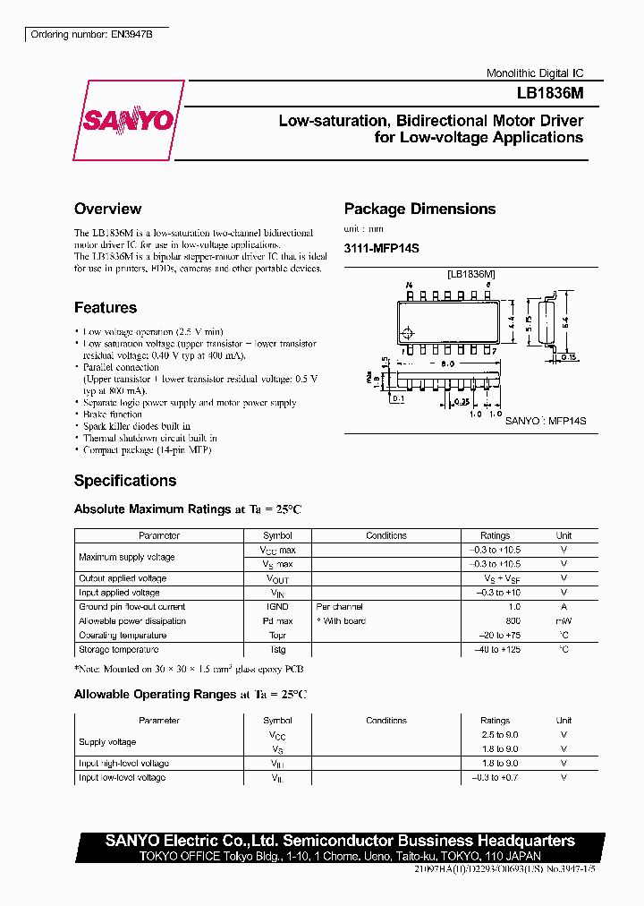 LB1836M_154909.PDF Datasheet Download --- IC-ON-LINE