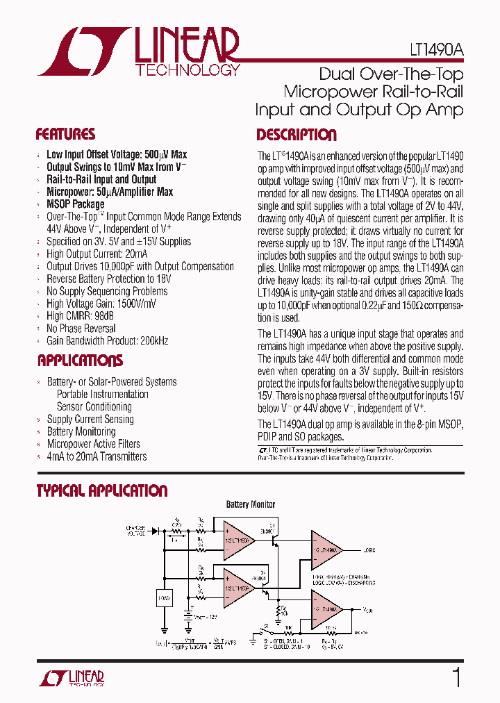 LT1490A_28414.PDF Datasheet Download --- IC-ON-LINE