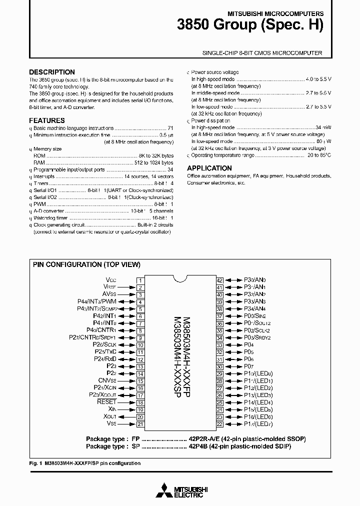 M38503M4H_128763.PDF Datasheet Download --- IC-ON-LINE