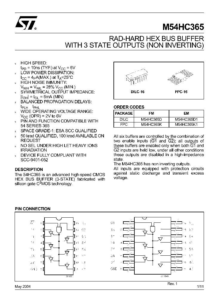 M74HC365_108585.PDF Datasheet Download --- IC-ON-LINE
