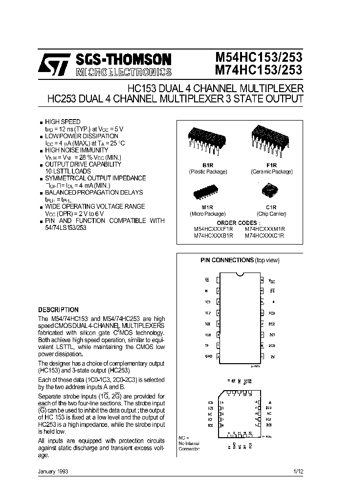 M74HC153_18554.PDF Datasheet Download --- IC-ON-LINE