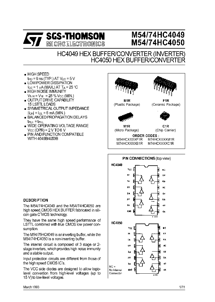 M54HC4049_160249.PDF Datasheet Download --- IC-ON-LINE