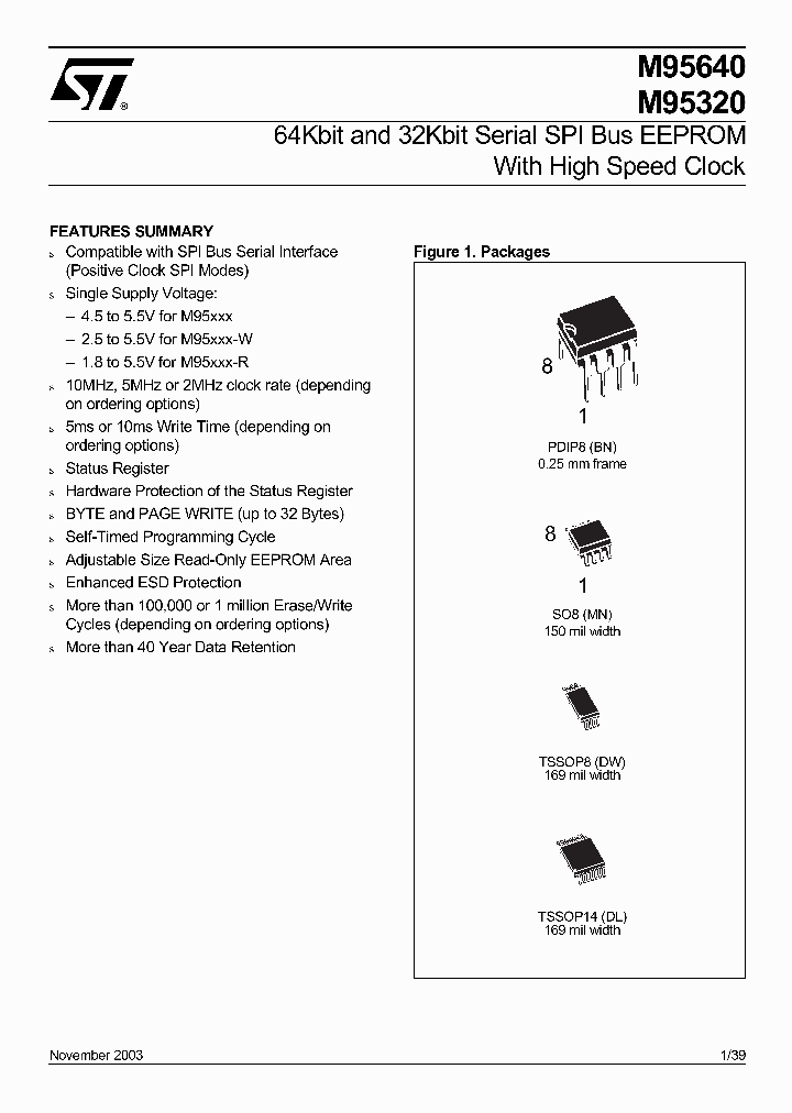 M95160BN_104907.PDF Datasheet Download --- IC-ON-LINE