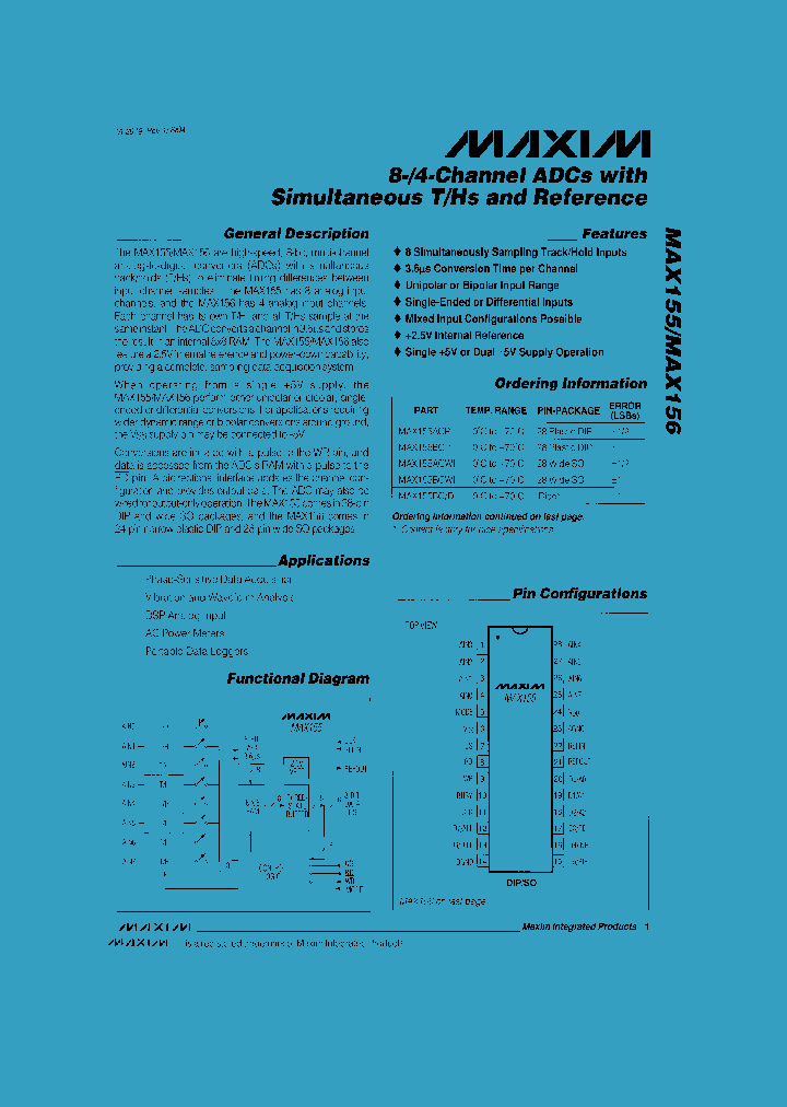 MAX155_116350.PDF Datasheet Download --- IC-ON-LINE