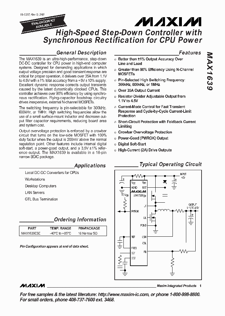 MAX1639_29538.PDF Datasheet Download --- IC-ON-LINE