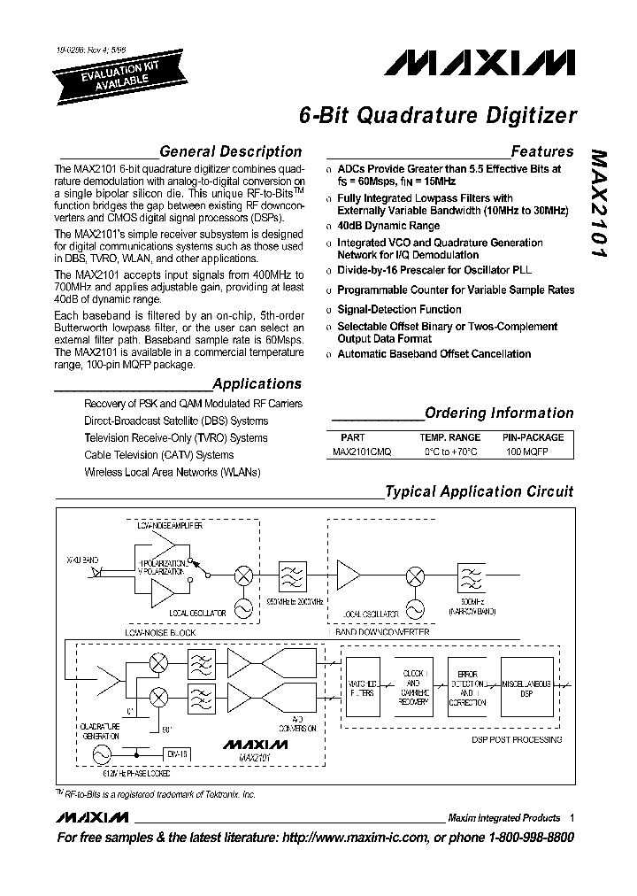 MAX2101_105337.PDF Datasheet Download --- IC-ON-LINE