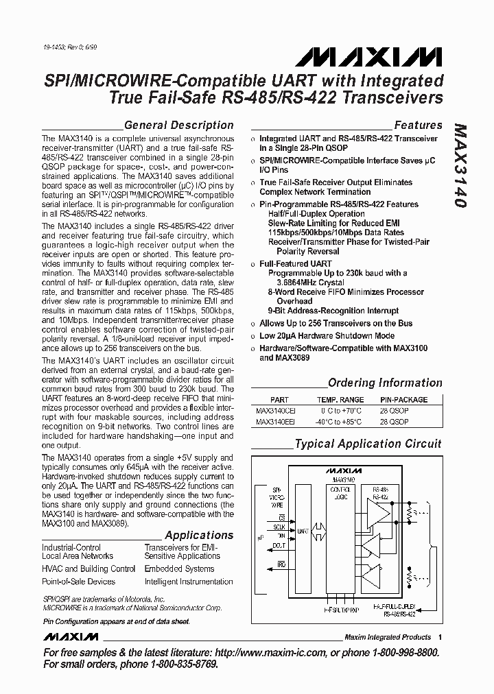 MAX3140_98049.PDF Datasheet Download --- IC-ON-LINE