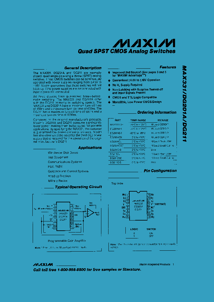MAX331_101219.PDF Datasheet Download --- IC-ON-LINE