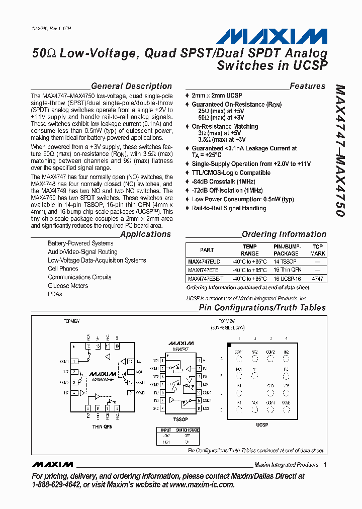 MAX4747_15449.PDF Datasheet Download --- IC-ON-LINE