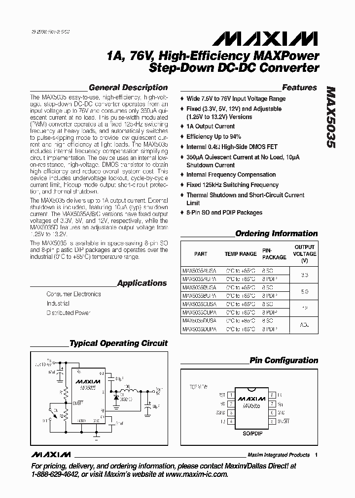 MAX5035_3028.PDF Datasheet Download --- IC-ON-LINE