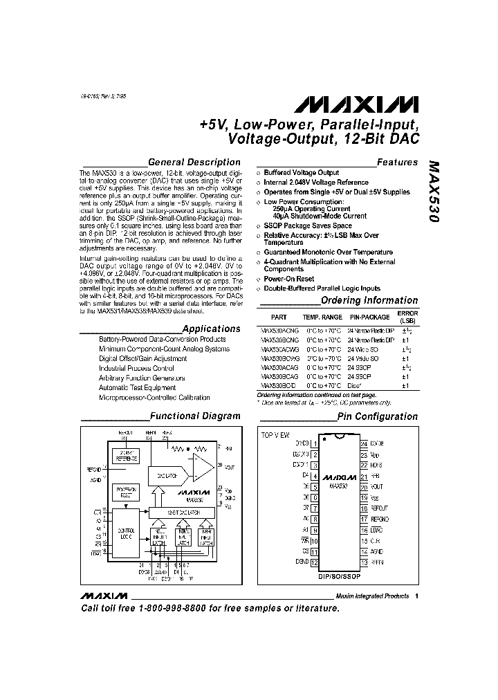MAX530_134061.PDF Datasheet Download --- IC-ON-LINE
