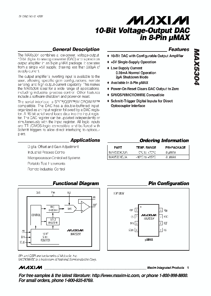 MAX5304_134065.PDF Datasheet Download --- IC-ON-LINE
