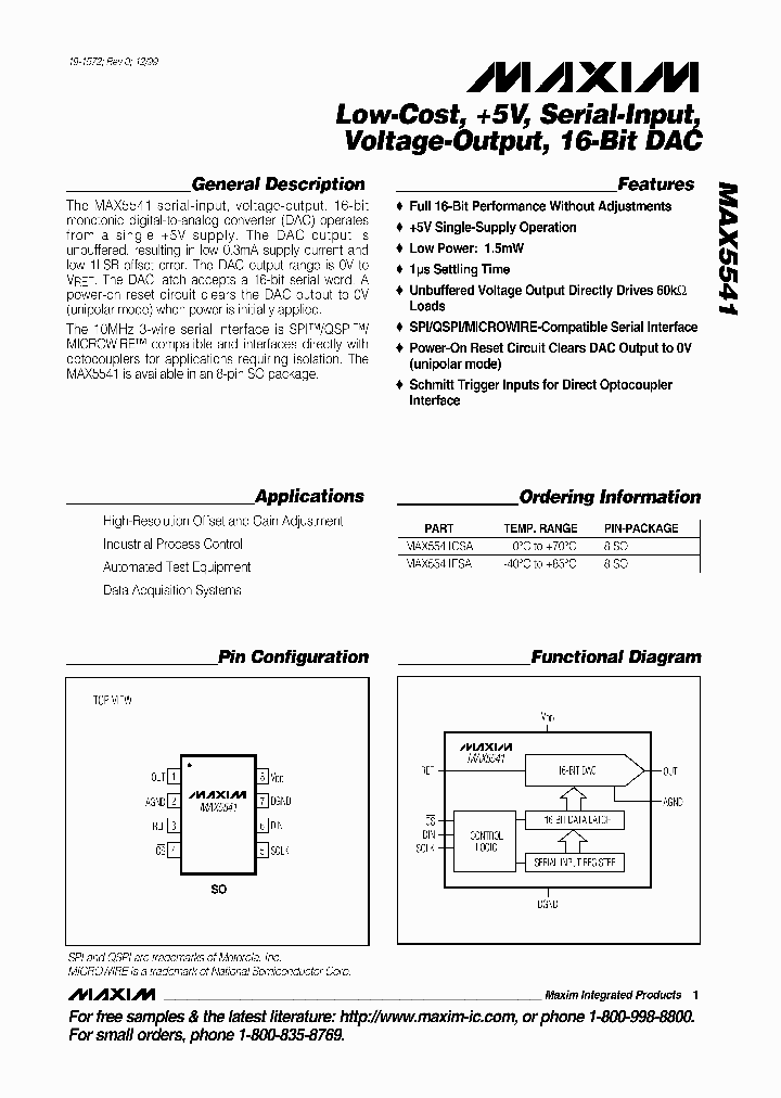 MAX5541_99333.PDF Datasheet Download --- IC-ON-LINE