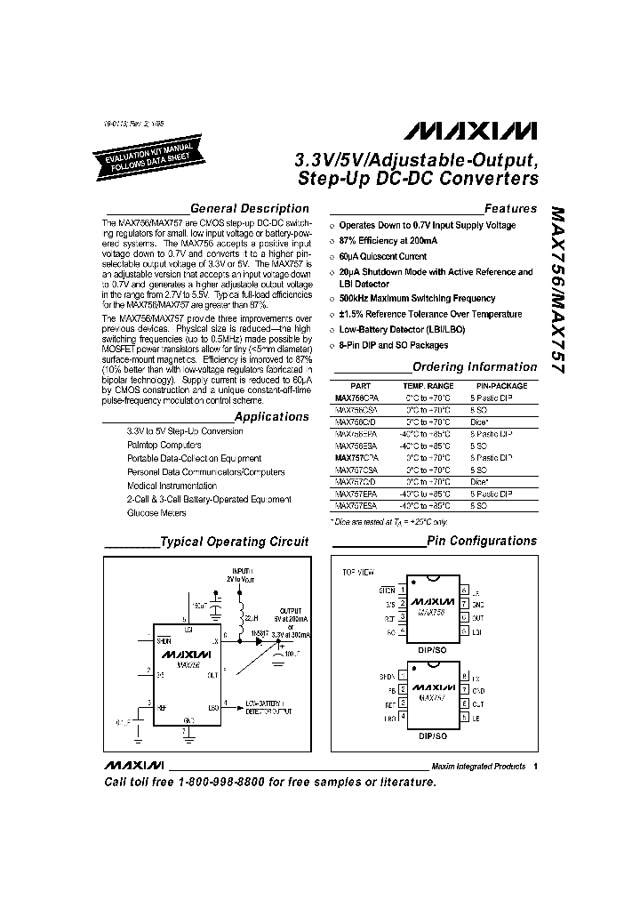 MAX756_124566.PDF Datasheet Download --- IC-ON-LINE