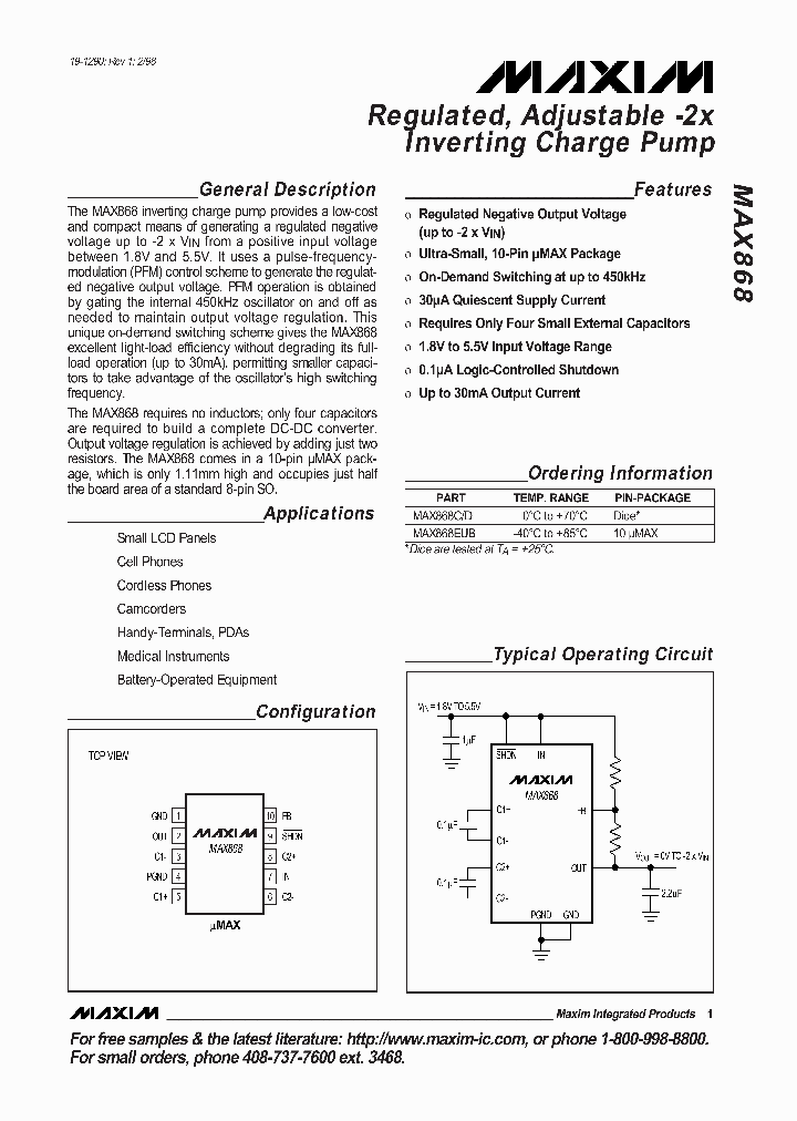 MAX868_151746.PDF Datasheet Download --- IC-ON-LINE