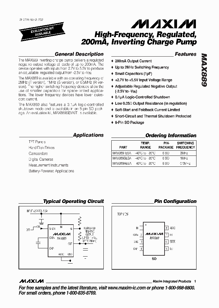 MAX889_133515.PDF Datasheet Download --- IC-ON-LINE