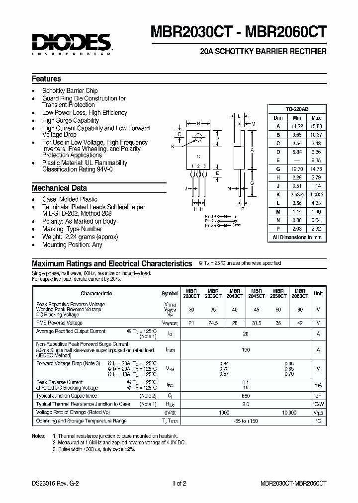 MBR2045CT_11213.PDF Datasheet Download --- IC-ON-LINE