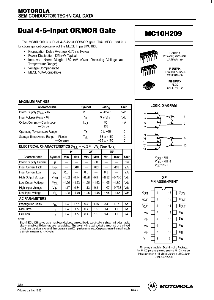 MC10H209_30615.PDF Datasheet Download --- IC-ON-LINE