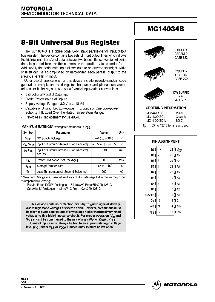 MC14034_133486.PDF Datasheet Download --- IC-ON-LINE