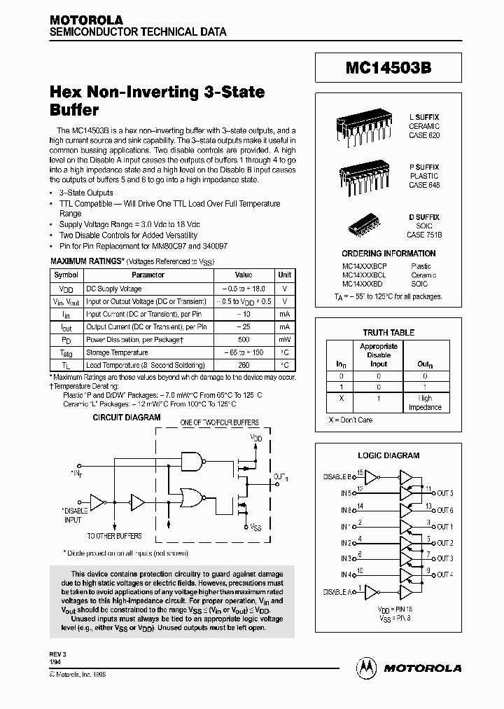 MC14503_15812.PDF Datasheet Download --- IC-ON-LINE