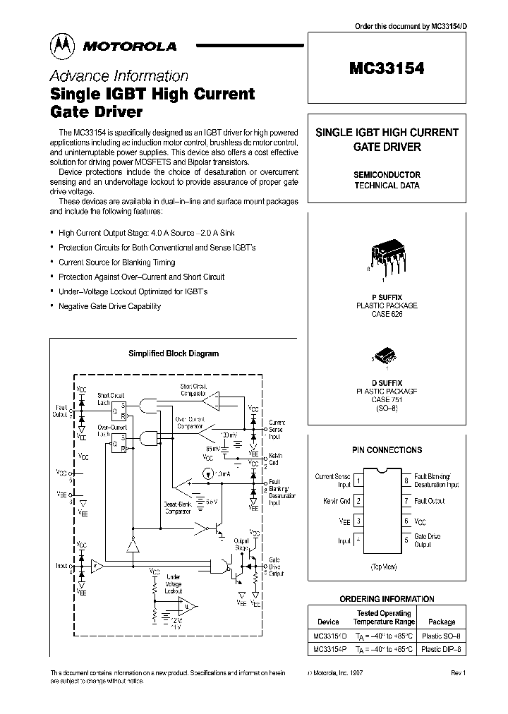 MC33154D_15889.PDF Datasheet Download --- IC-ON-LINE
