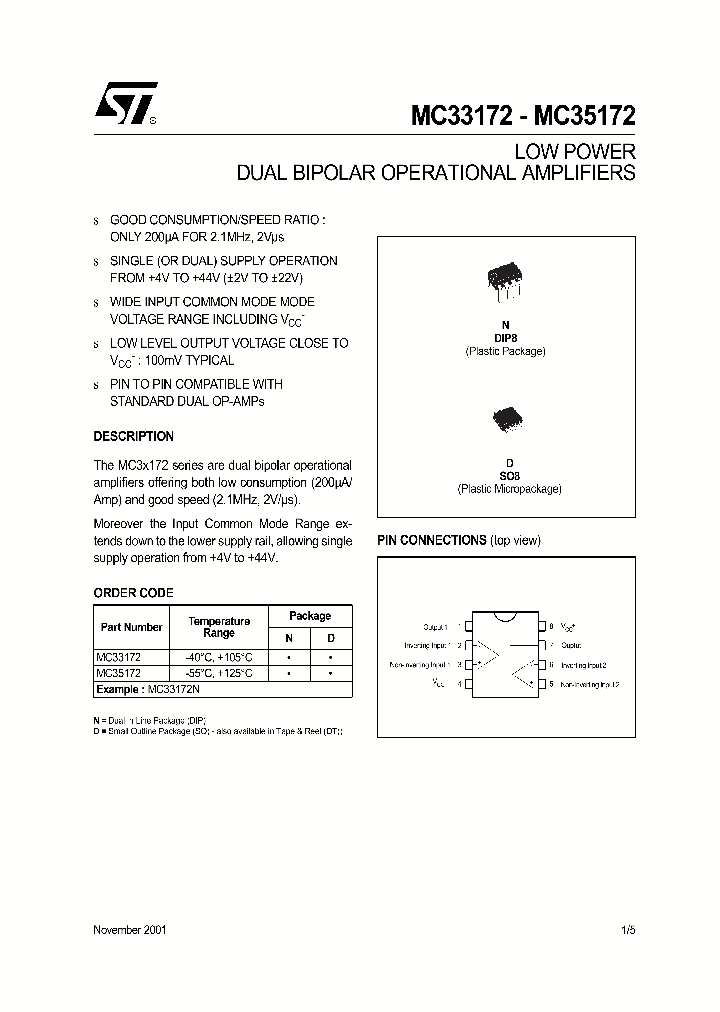 MC33172_30924.PDF Datasheet Download --- IC-ON-LINE