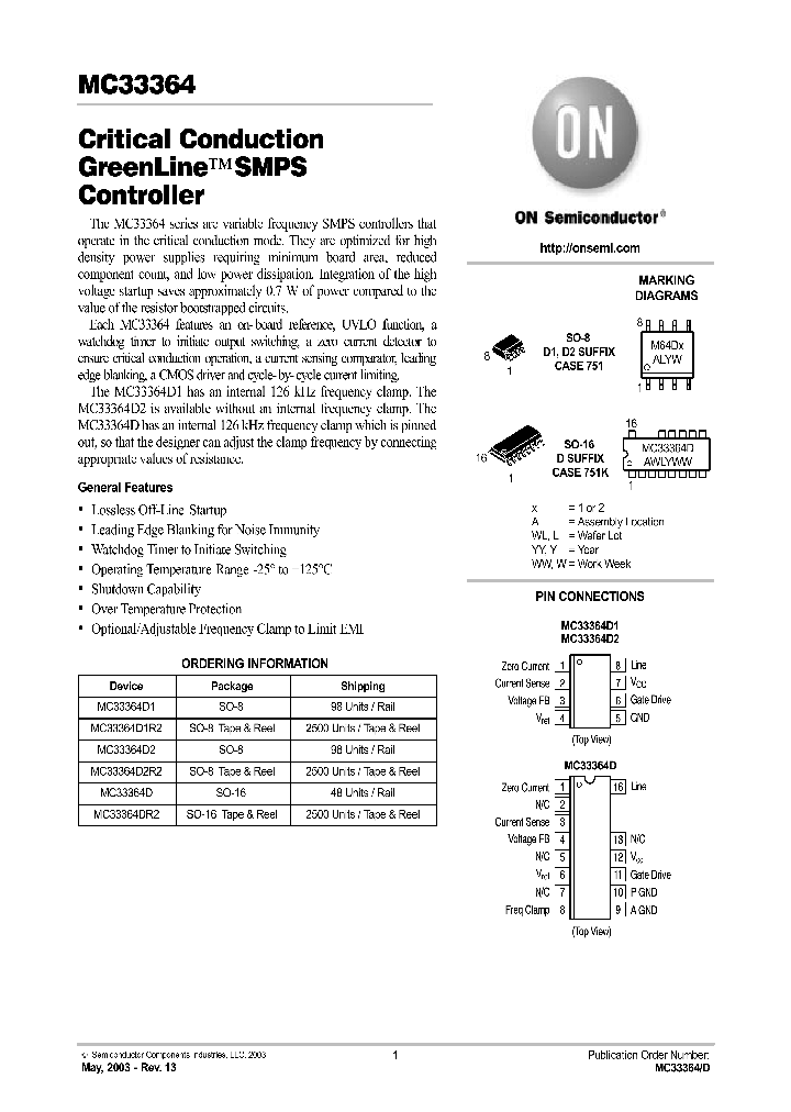 MC33364_106332.PDF Datasheet Download --- IC-ON-LINE