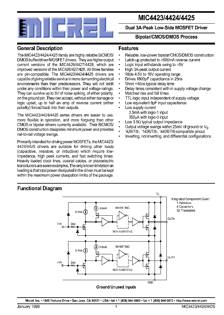 MIC4423_31698.PDF Datasheet Download --- IC-ON-LINE