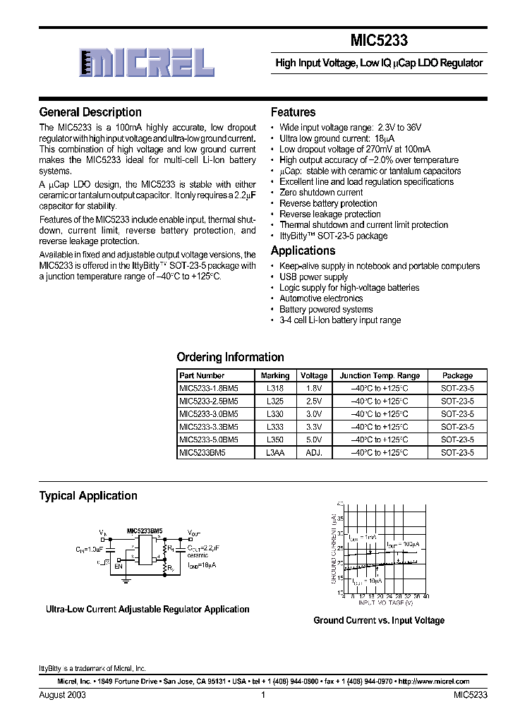 MIC5233-18BM5_97584.PDF Datasheet Download --- IC-ON-LINE